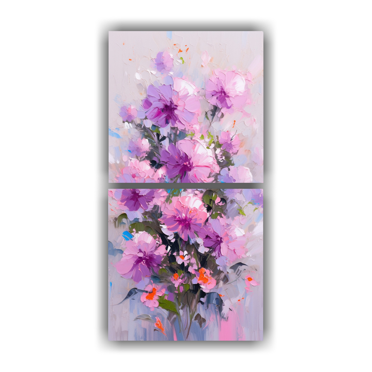 Pintura En Lienzo De Flores Morado Y Rosa - DecoCuadros