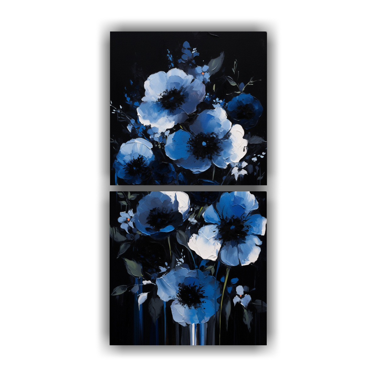 Cuadro Decorativo De Flores Negras Y Azules Con Colores Exuberantes ...