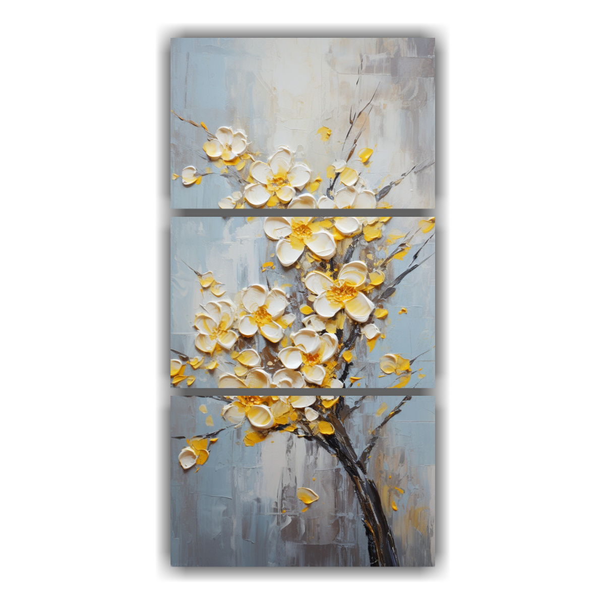 Cuadro Decorativo Tríptico De Flores Amarillas En Lienzo - DecoCuadros