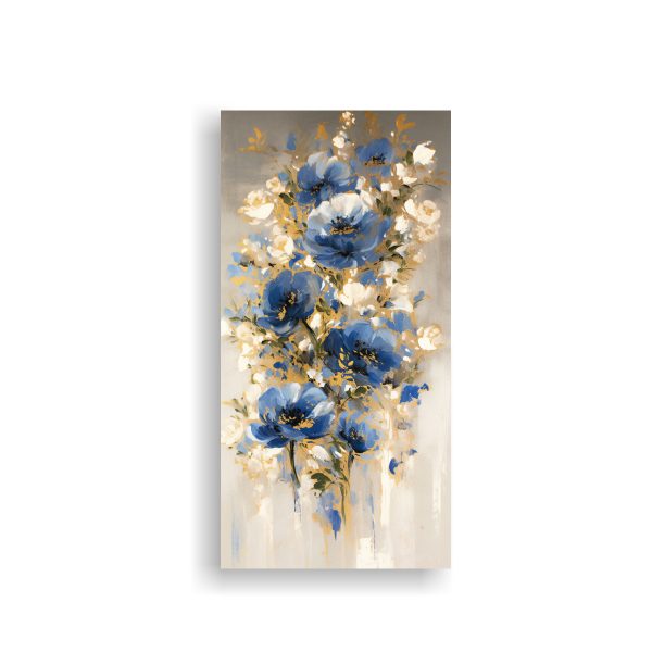 Pintura En Lienzo De Una Escena Espectacular En Colores Oro Y Azul En Cuadros De Flores ...