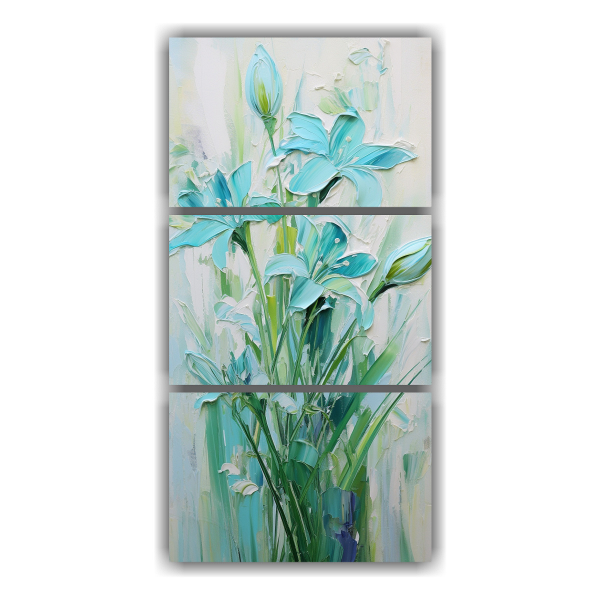 Cuadro De Flores En Verde Y Cian - ¡Decora Con Estilo! - DecoCuadros