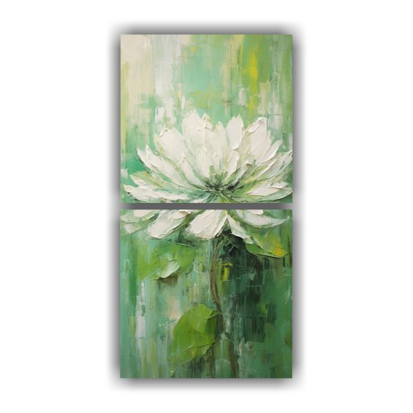 Pintura En Lienzo Estilo Hogar Deco Con Flores Verdes - DecoCuadros