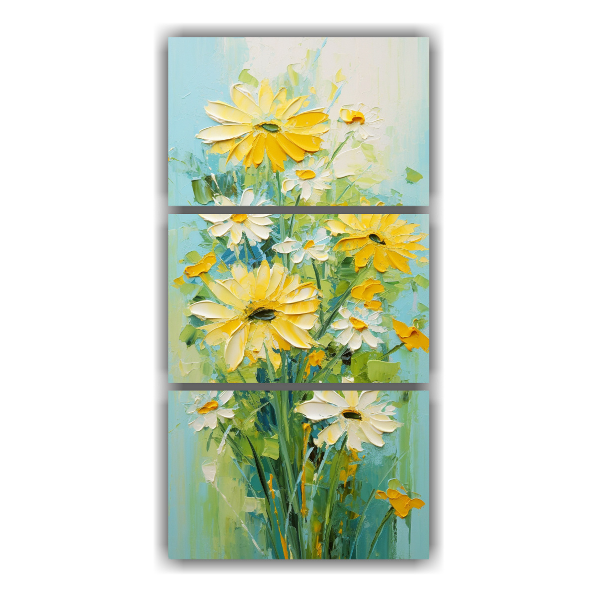 Cuadro Surrealista De Tres Tonos De Amarillo Y Verde Con Flores - DecoCuadros