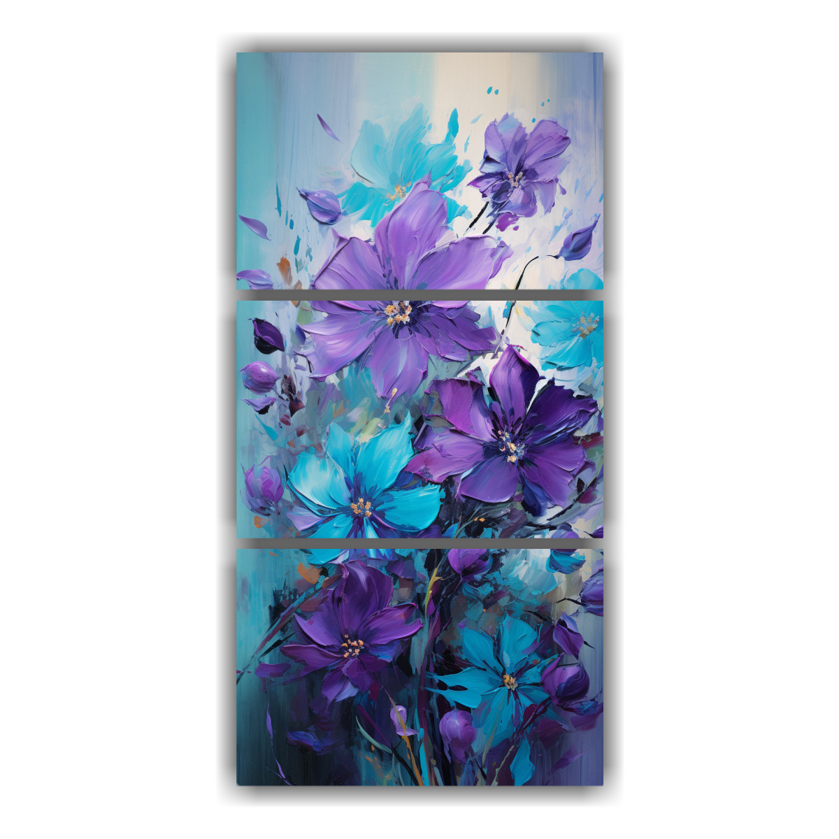 Cuadro Enigmatico De Flores Moradas Y Turquesas - DecoCuadros