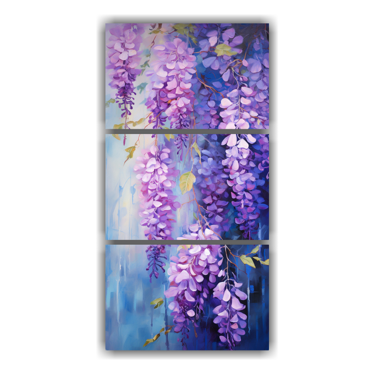 Cuadro Abstracto De Glicinias En Estilo Estilo óleo Detallado - Set 3 Telas En Bastidor ...
