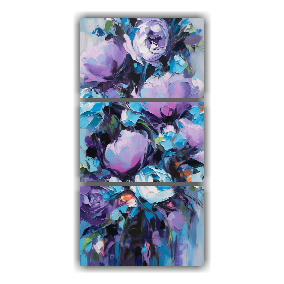 Cuadro Floral En Lienzo Azul Y Turquesa - DecoCuadros