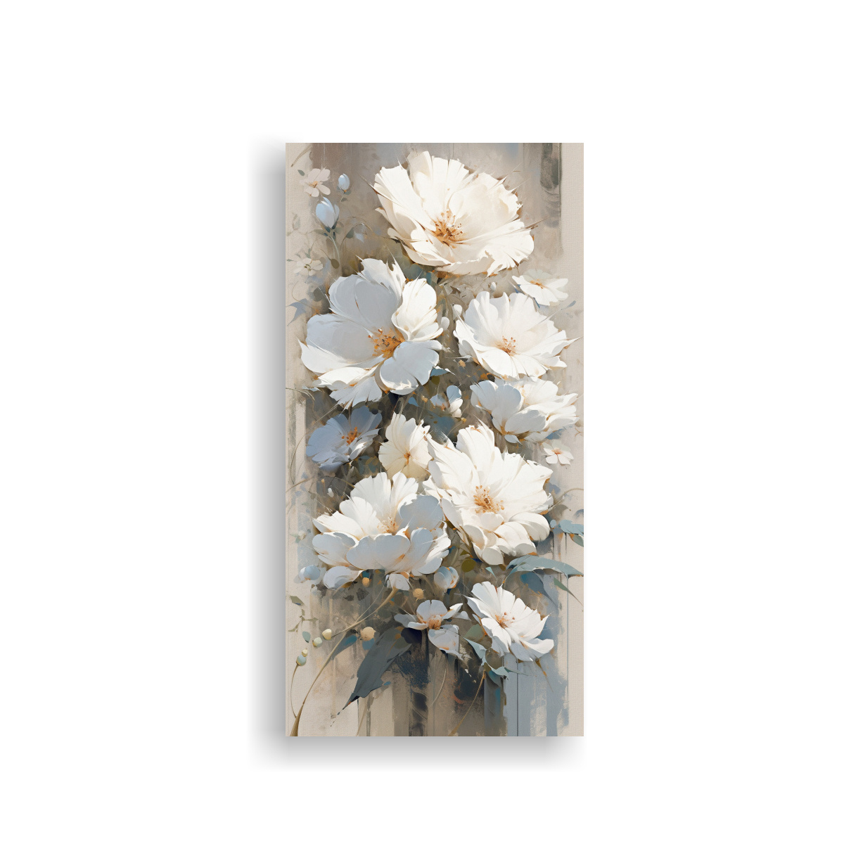 Compra Cuadro Decorativo De Pintura Floral En Lienzo Estilo Esquema En Colores Blancos - DecoCuadros