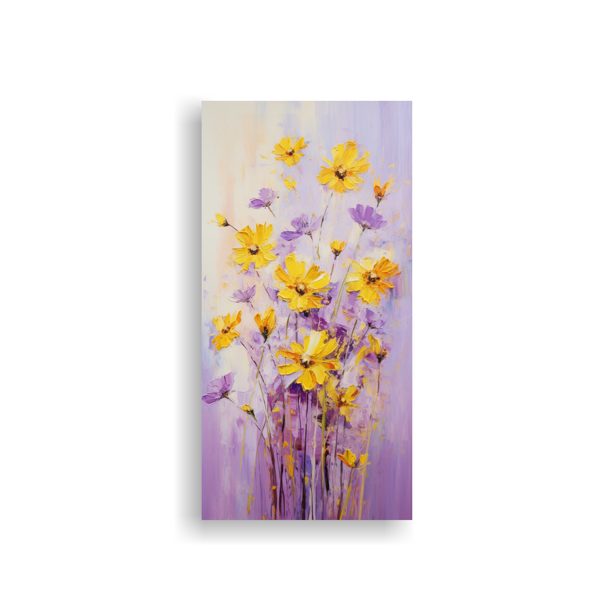 Pintura Lienzo Intensidad Amarillo Y Púrpura Flores En Decoración - DecoCuadros