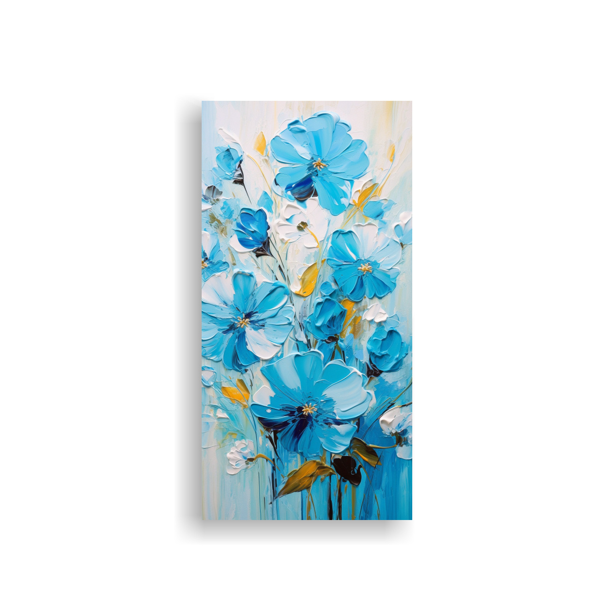Cuadro De Pintura Multicolor Arte Vertical Turquesa Y Azul En Lienzo ...