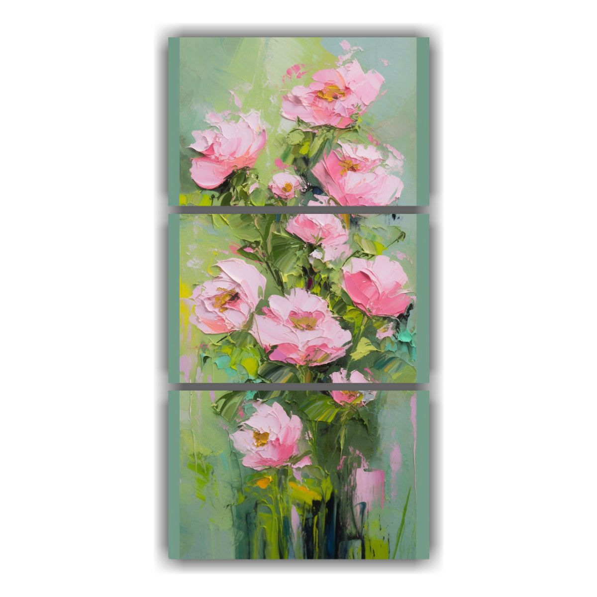 Cuadro Decorativo Surrealista De Flores En Verde Y Rosa - DecoCuadros