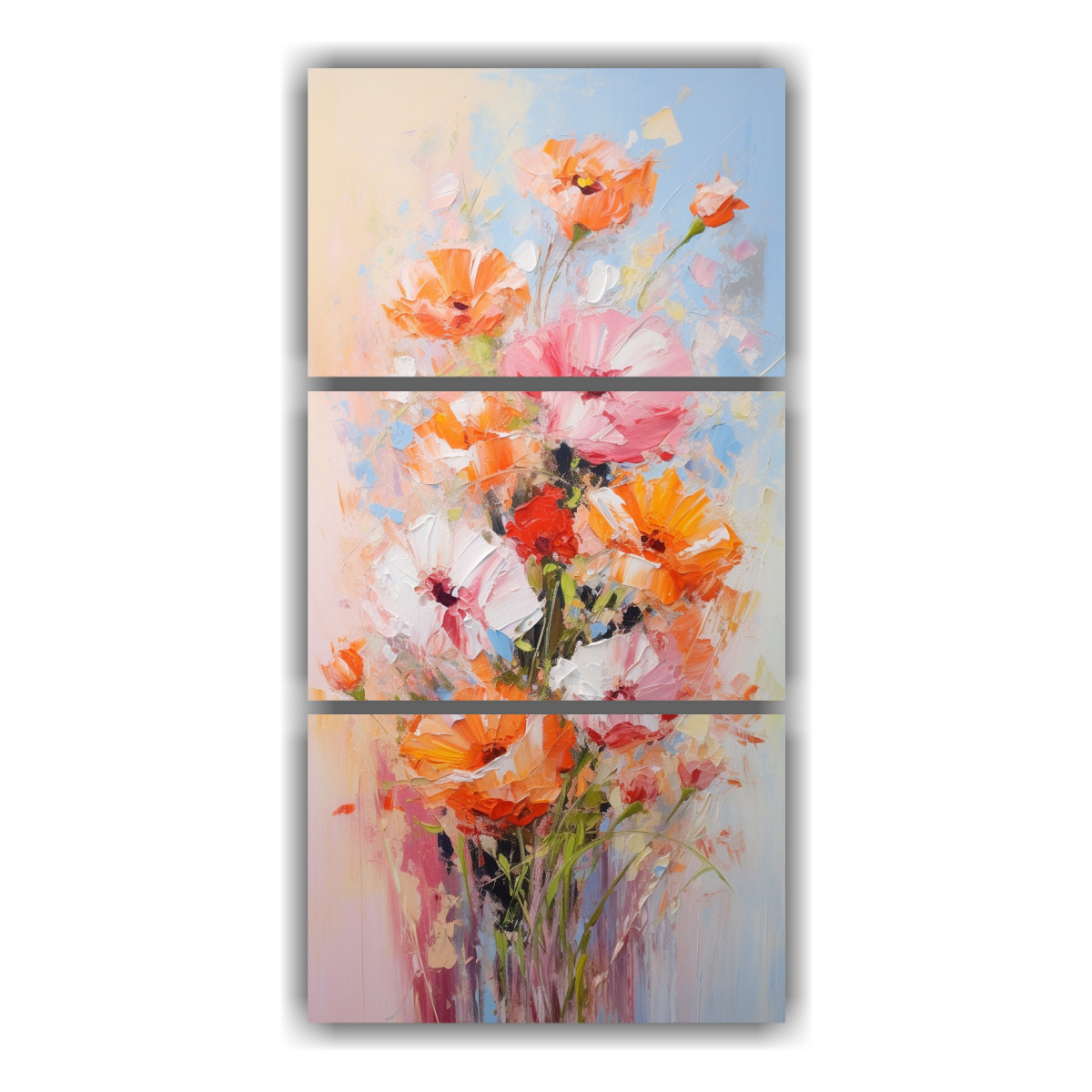 Cuadro Vintage Escena Flores Naranja Y Rosa - DecoCuadros