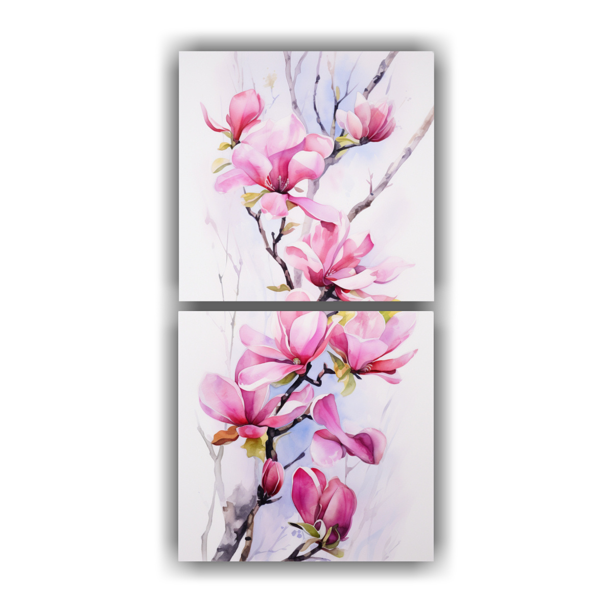 Pinturas Abstractas De Magnolias En Colores Negro Y Rosa - Cuadros Decorativos - Decocuadros