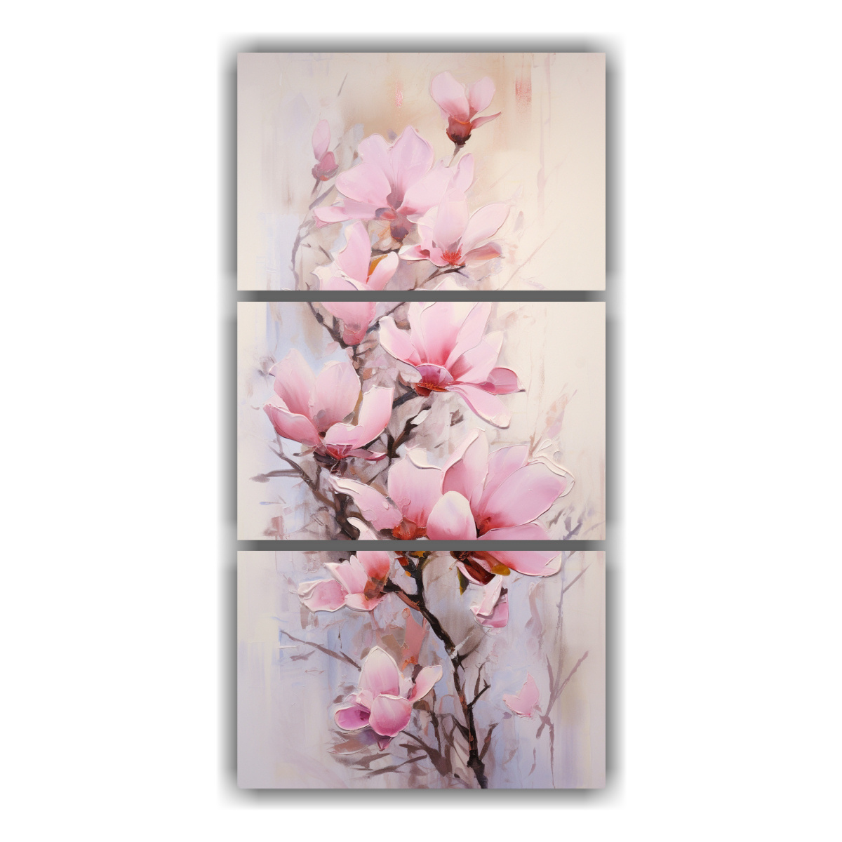 Cuadro Abstracto Magnolias En Negro Y Rosa - Compra Online - Decocuadros