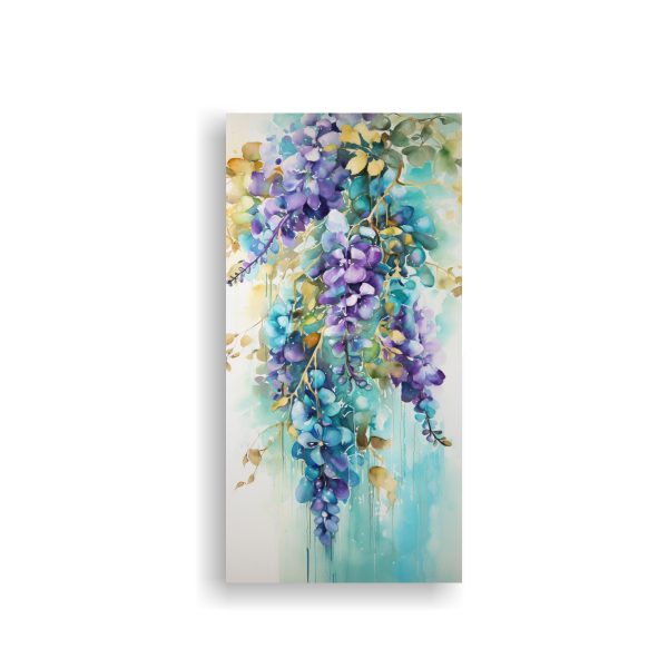 Cuadro De Pinturas Abstractas Turquesa Y Dorado Con Flores De Glicinias En Estilo Vintage ...