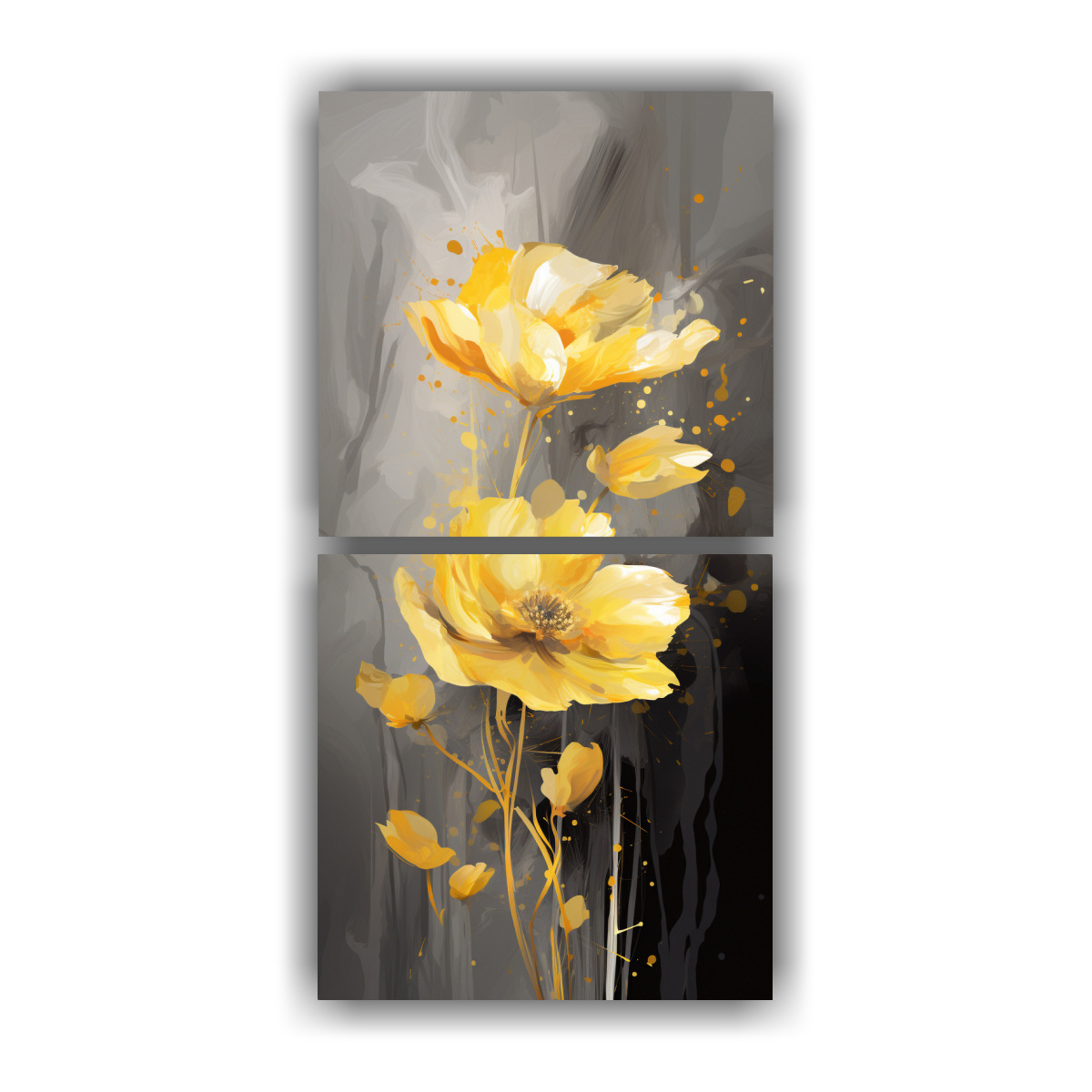 Cuadro De Arte De Pared Amarillo Y Oro En Estilo Neo-noir - Decocuadros