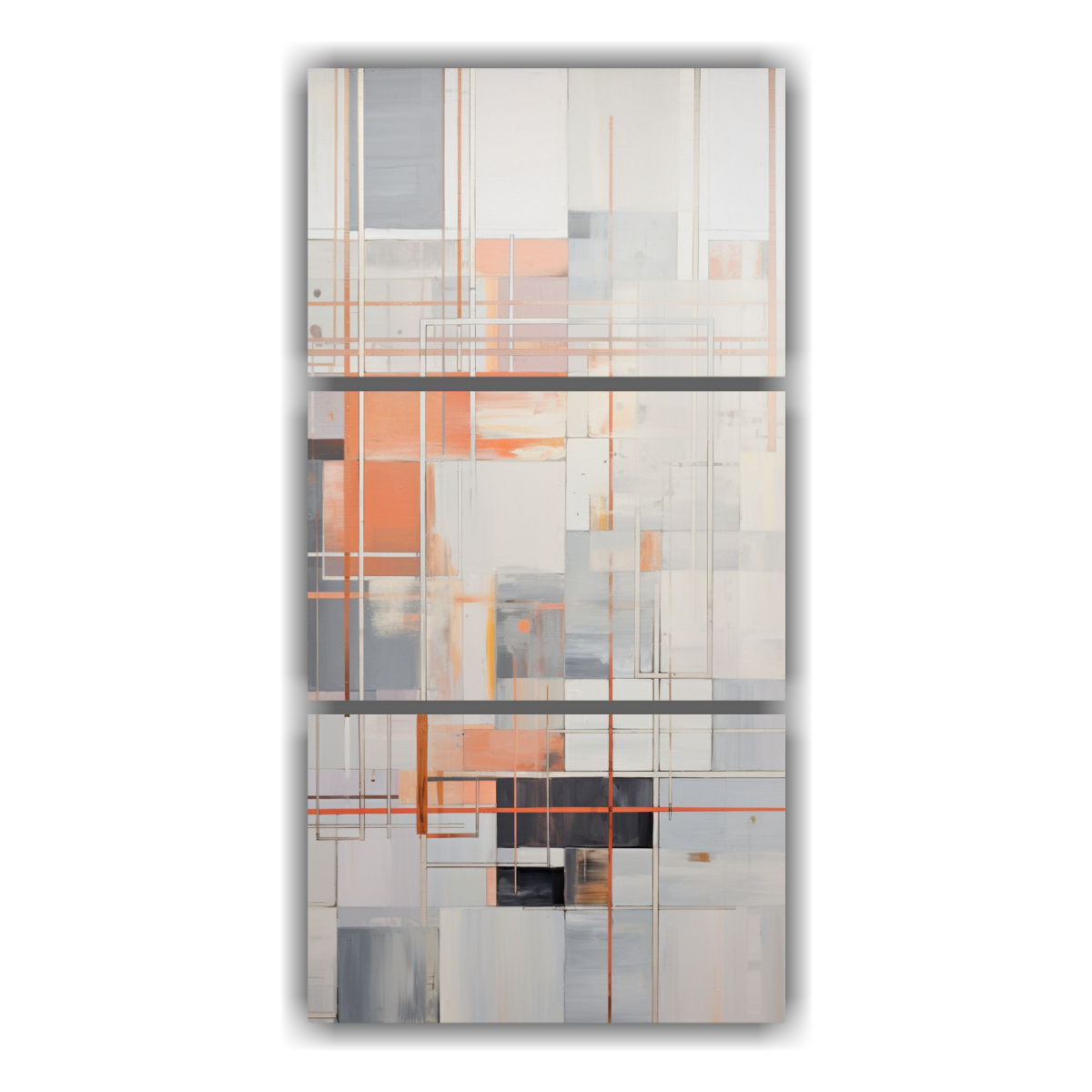 Cuadro Decorativo Enigmático En Tonos Grises, Rosas, Naranjas Y Blancos - Decocuadros