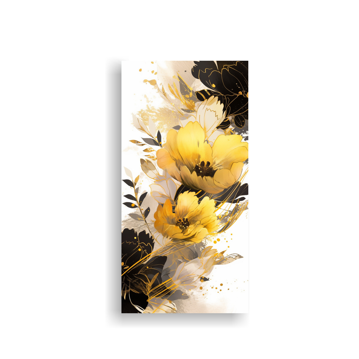 Cuadro Decorativo De Imagen Exuberante En Colores Amarillo Y Dorado Estilo Neo-noir - Decocuadros