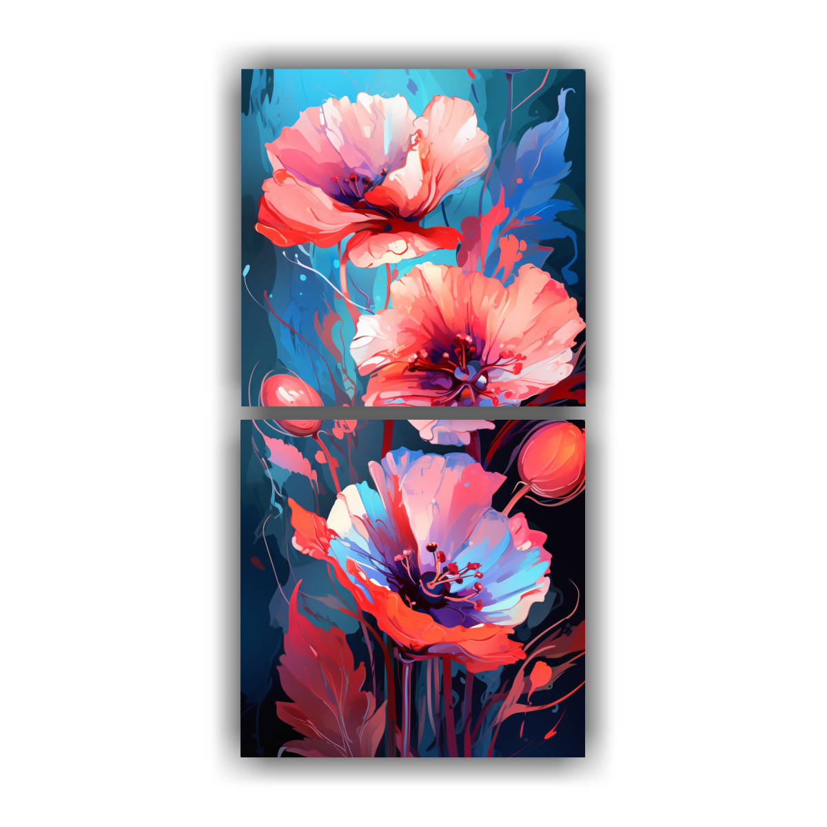 Cuadro Decorativo En Bastidor De Tela: Dos Telas Modernas Con Colores Pastel Y Atmósfera Neonoir ...