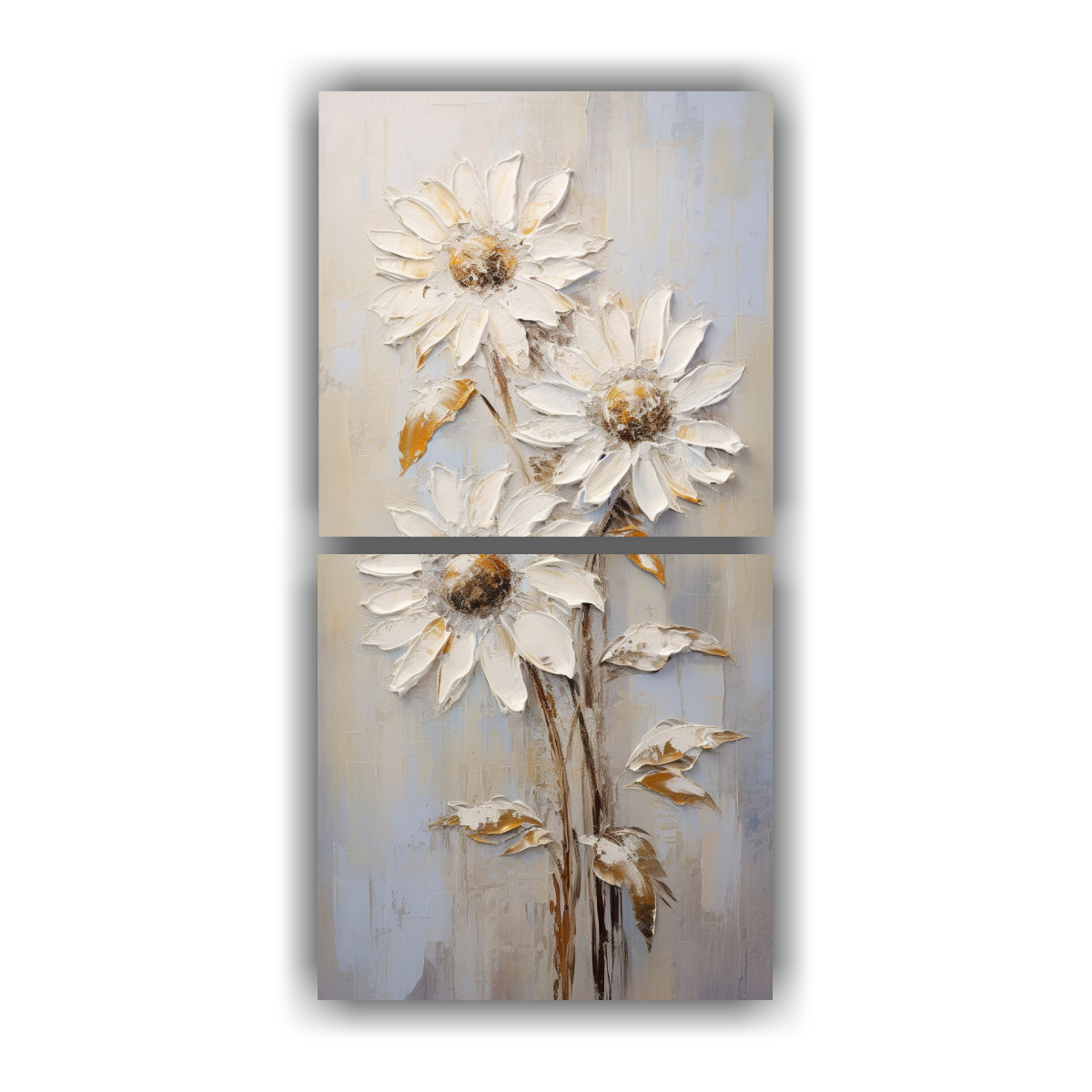 Cuadros Decorativos En Bastidor Vintage Con Vida: Flores De Girasol Blancas En Lienzo En Estilo ...