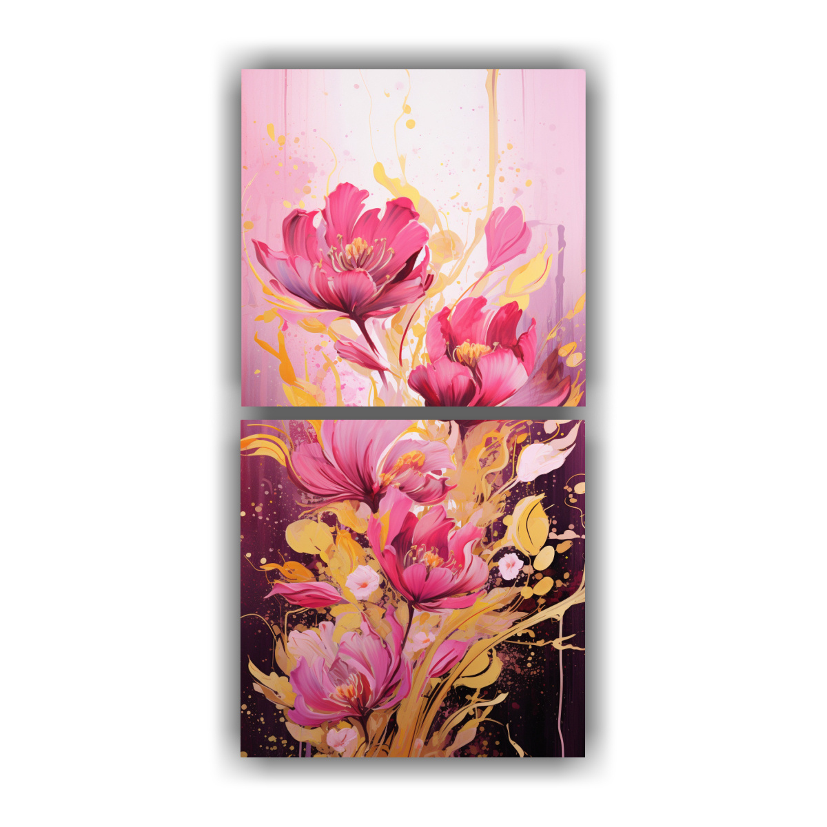 Cuadros Decorativos Estilo Neonoir Con Colores Dorado Y Rosa - Decocuadros