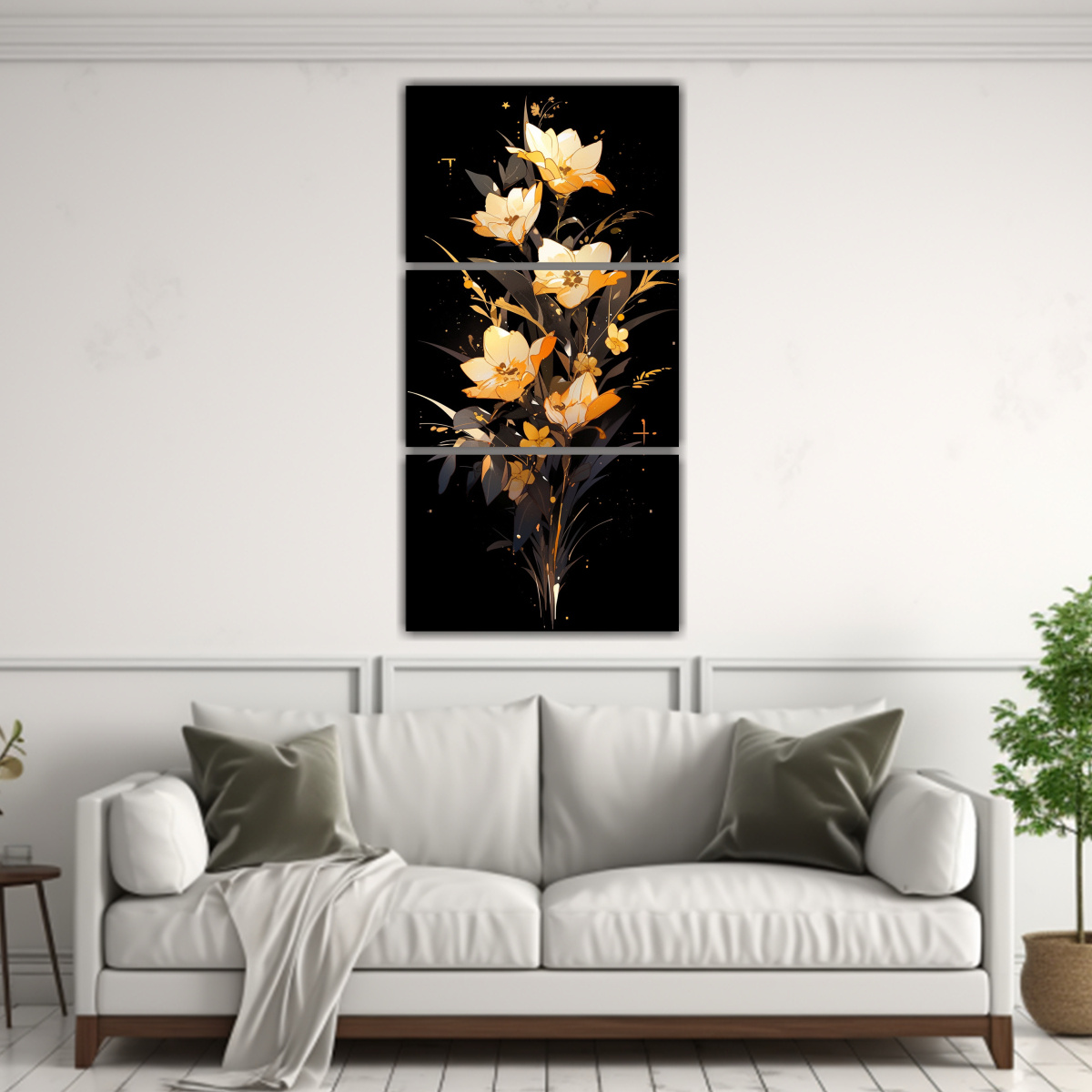 Cuadro Decorativo Floral Yellow And Gold Colors Neo-noir Atmosphere - Decocuadros
