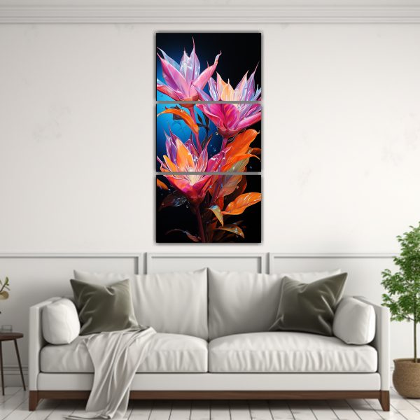 Cuadro De Heliconia Leaves En Morado Y Turquesa - DecoCuadros