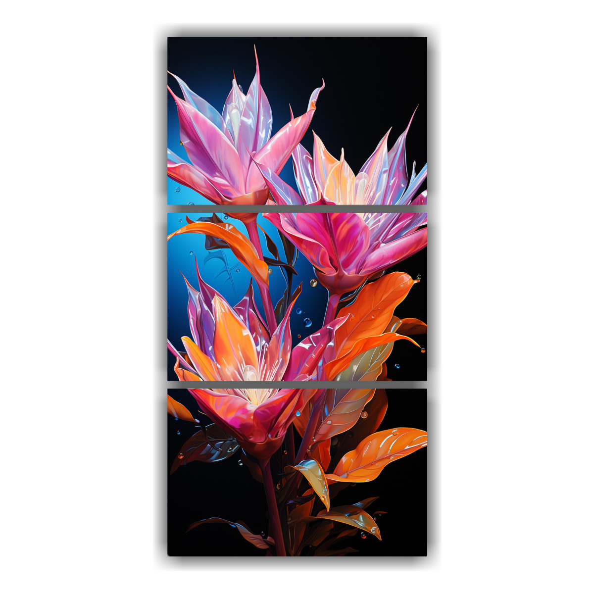 Cuadro De Heliconia Leaves En Morado Y Turquesa - DecoCuadros