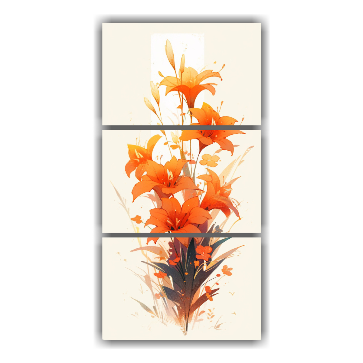 Cuadro Vertical Decorativo En Tonos Naranja Estilo Neonoir - Decocuadros