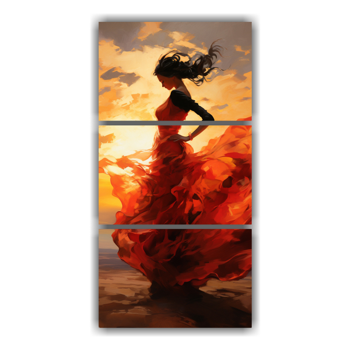 Cuadro Lienzo Surrealista: Danza Abstracta De Un Vestido Flamenco - Decocuadros