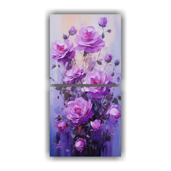 Set 2 Lienzos Moderno Detalle De Pintura De Flores En Colores Morado Y Magenta En Decoración ...