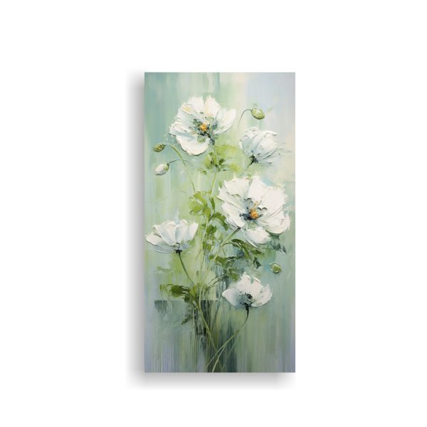 Cuadro Tela En Bastidor Exposición Flores Verdes Y Plateadas En Pintura Al Estilo Estilo óleo ...