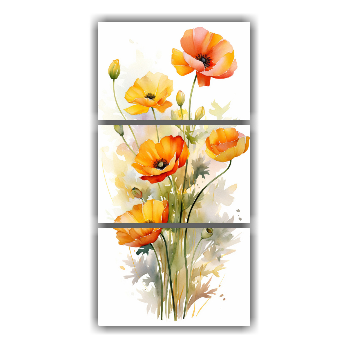 Tríptico Abstracto Amarillo Y Rojo | Cuadros Decorativos Alta Calidad - Decocuadros