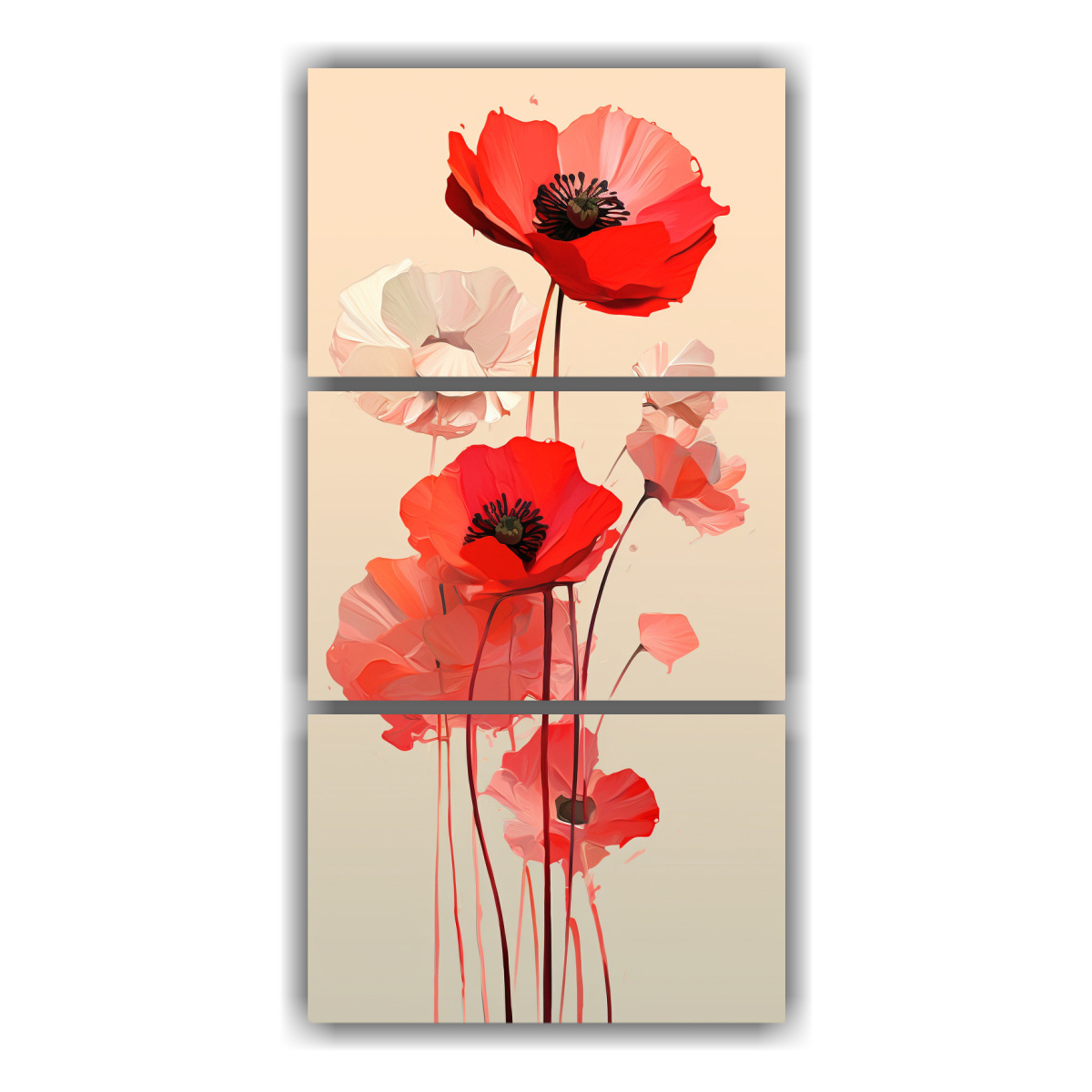 Tríptico Flores Pop Minimalista - Cuadros Decorativos De Calidad - Decocuadros