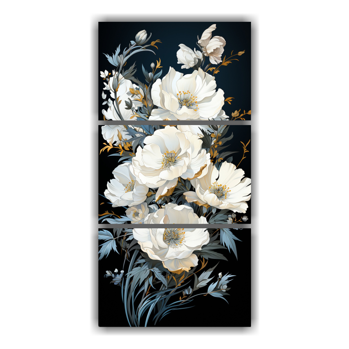 Tríptico Moderno Único Hierbas De Salvia En Blanco Y Negro - DecoCuadros