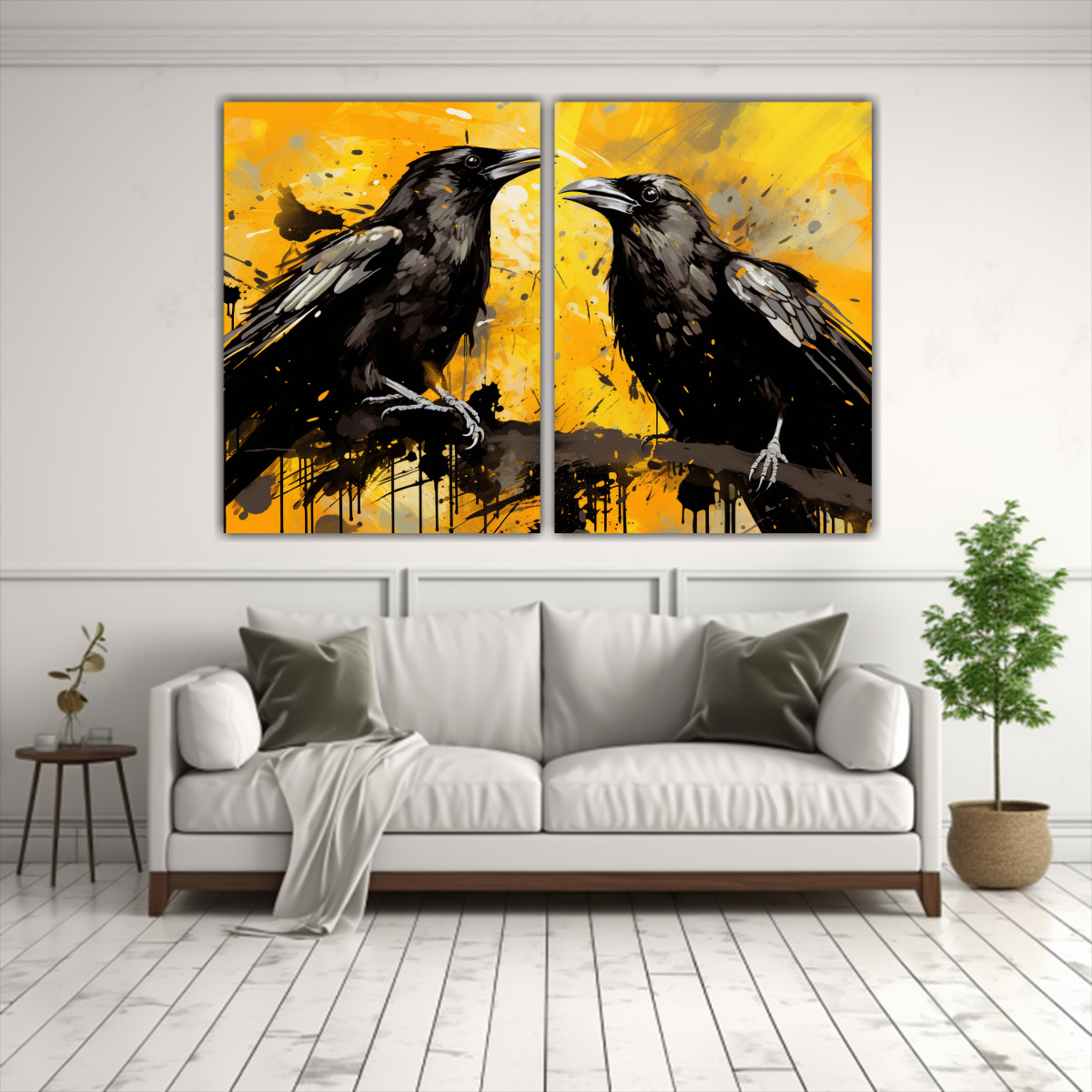Cuadros Decorativos De Cuervos Y Cuervos En Colores Dorados - DecoCuadros