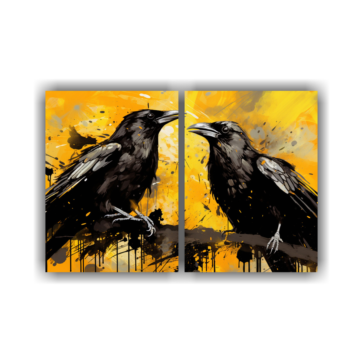Cuadros Decorativos De Cuervos Y Cuervos En Colores Dorados - DecoCuadros