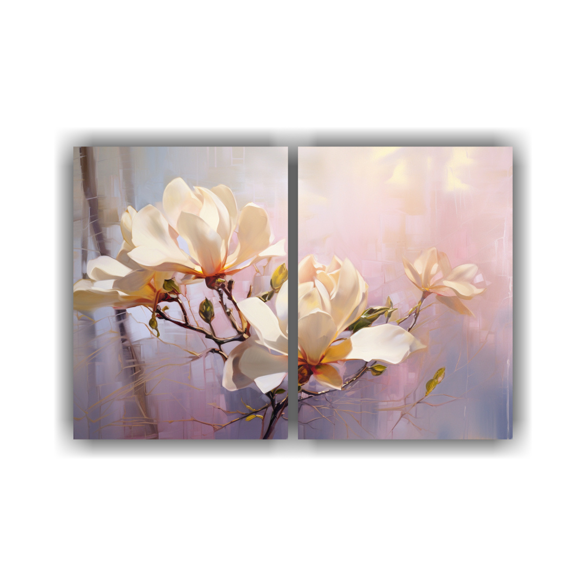 Cuadro Magnolias Oro Y Rosa Abstracto - DecoCuadros