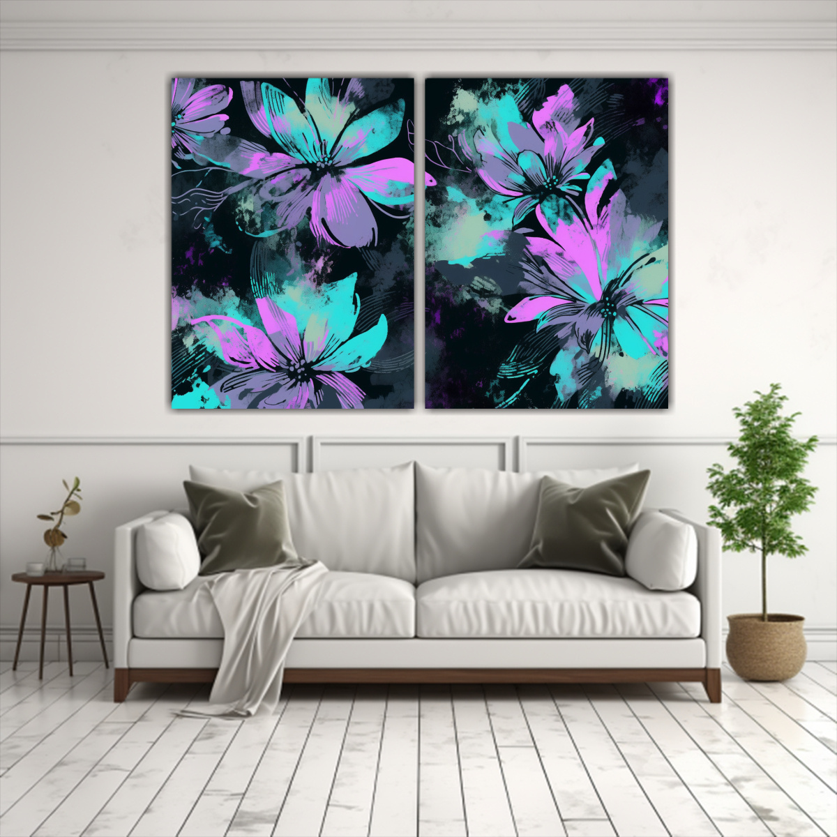 Cuadro Decorativo Morado Y Turquesa - Composiciones Fotografía Modernas - Decocuadros