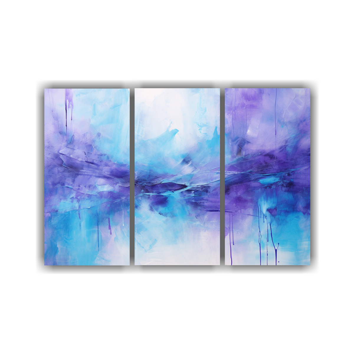 Conjunto 3 Cuadros Abstractos Turquesa Y Púrpura De Alta Calidad - DecoCuadros