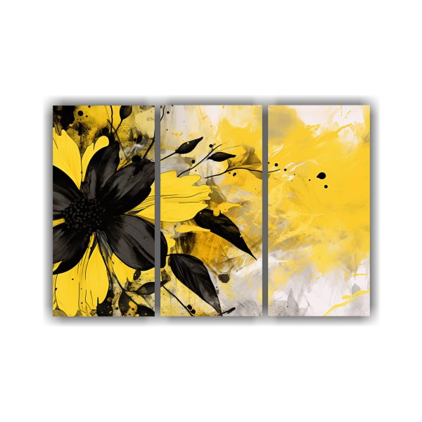 Conjunto De Cuadros Decorativos En Amarillo Y Negro - Estilo Neo-noir - Decocuadros
