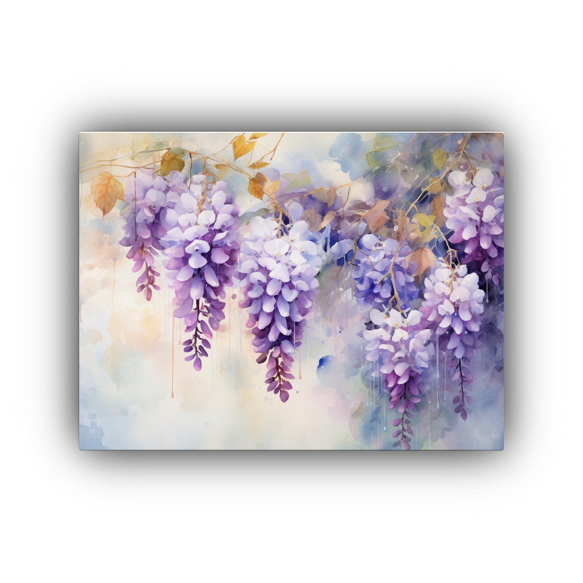 Cuadro Abstracto Con Flores De Glicinias En Colores Apagados - ¡Compra Ahora! - Decocuadros