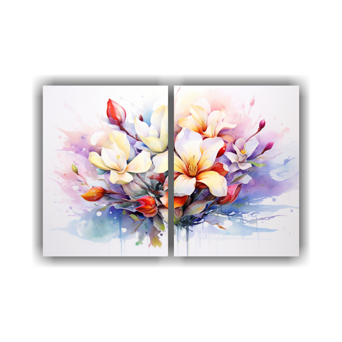 Cuadro Abstracto De Magnolias Con Colores Del Arcoíris En DecoCuadros