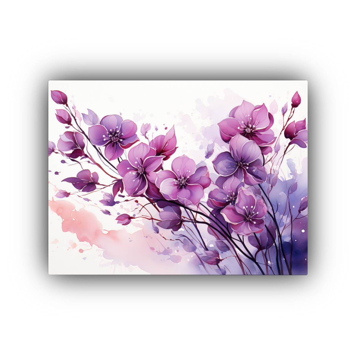 Cuadro Abstracto De Eucalipto En Tonos Morado Y Blanco - DecoCuadros