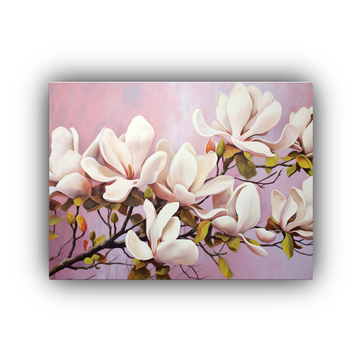 Cuadro Abstracto Equilibrio Magnolias Flores Moderno En Lienzo - Decocuadros