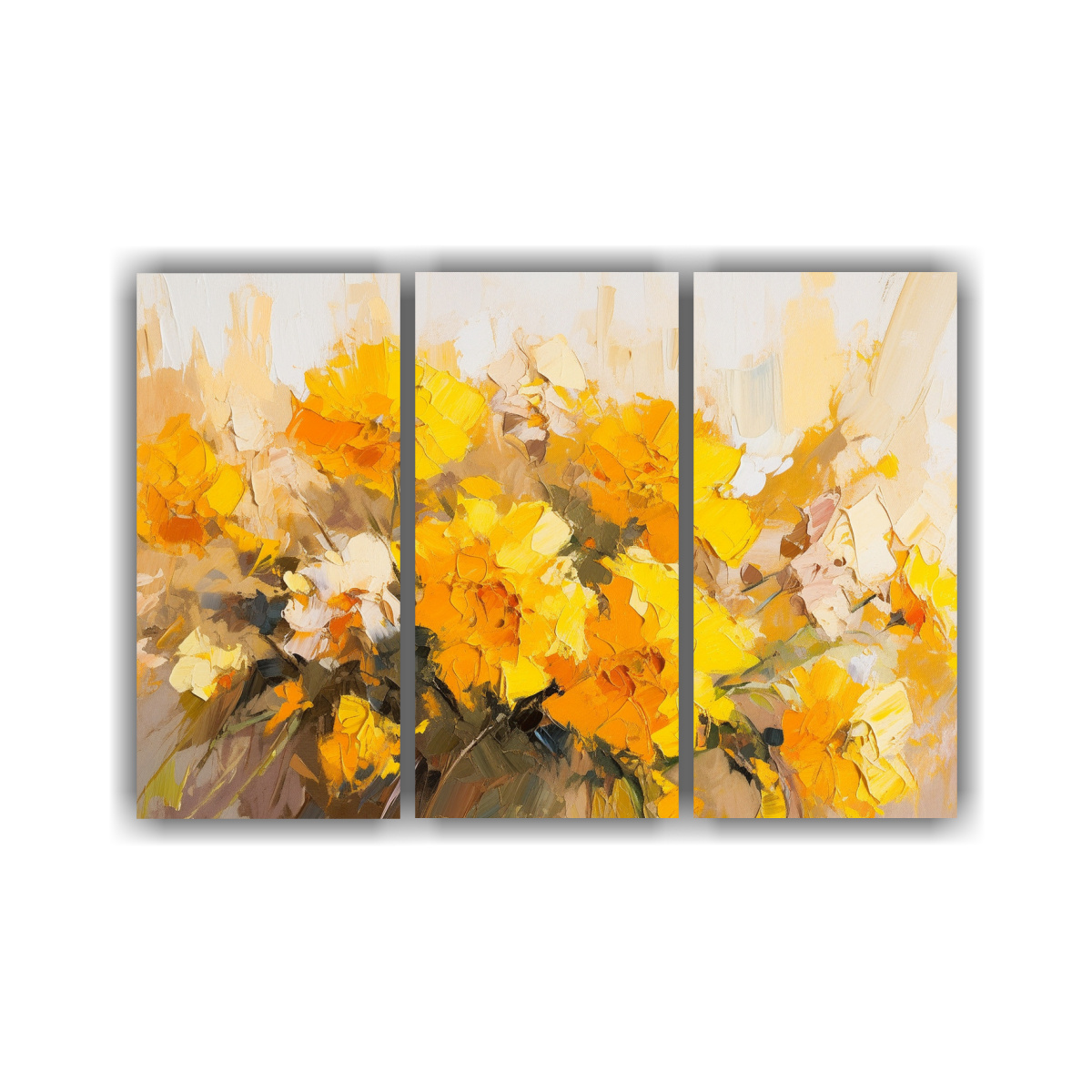 Cuadro Abstracto Único De Flores En Amarillo Y Oro - Compra En Línea - Decocuadros