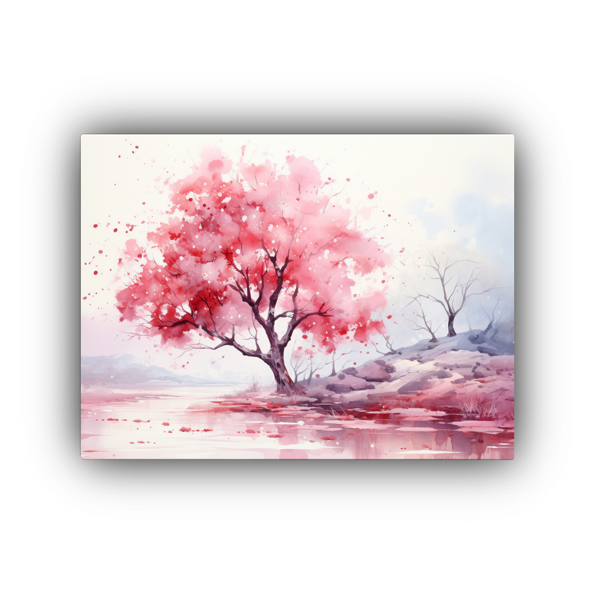 Cuadro Abstracto Árbol Álamo Rojo Acuarela - Compra Online - Decocuadros