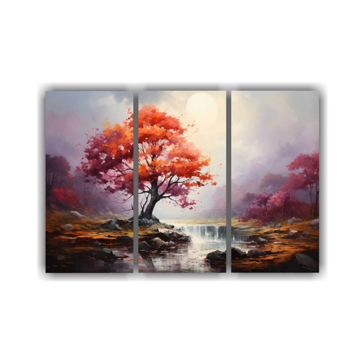 Cuadro Abstracto Rectangular De árbol En Colores Rojo Y Naranja ...