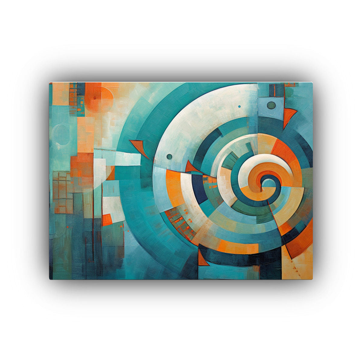 Cuadro Decorativo Figuras Coloridas Y Cuadrados Azules En Lienzo ...