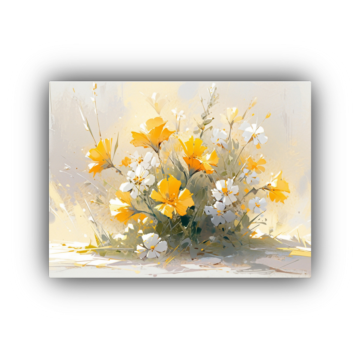 Cuadro De Flores Amarillas En Lienzo Estilo Decorativo - DecoCuadros