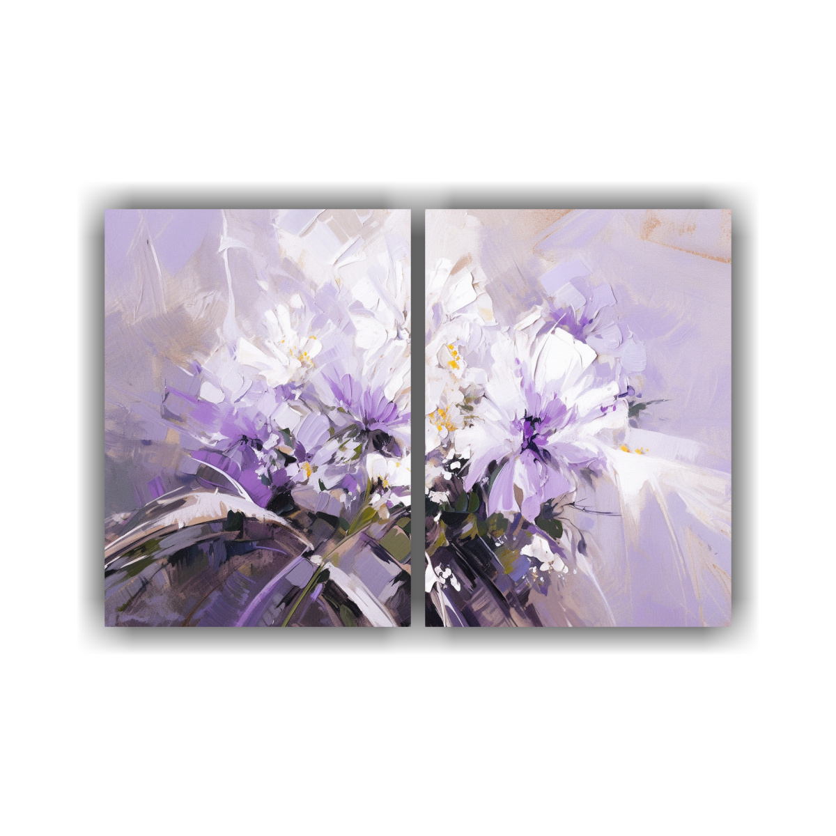 Cuadro Floral Morado Y Blanco En Lienzo: Intenso Patrón De Riqueza Visual - Decocuadros